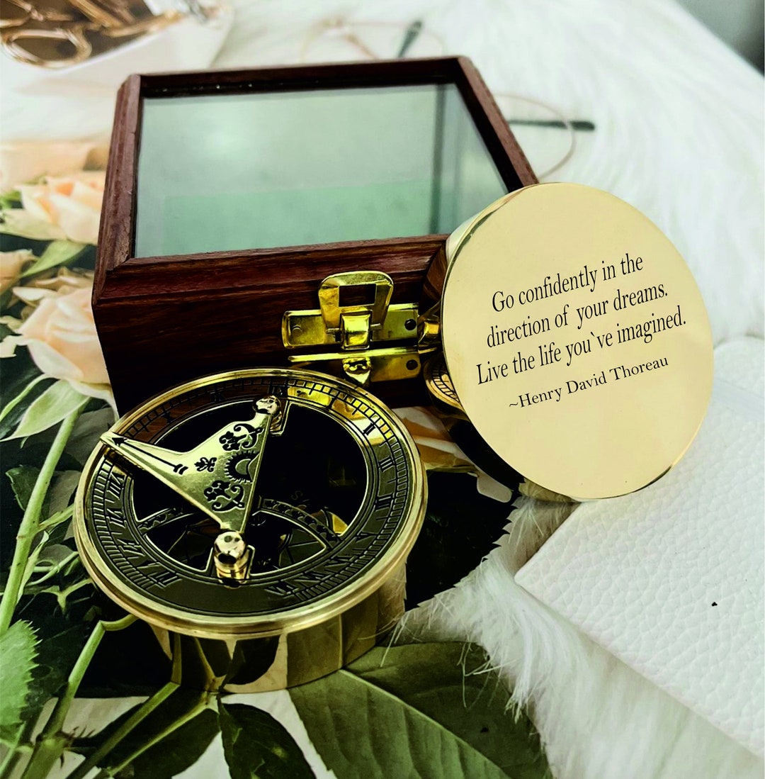 Custom Working Box Sundial Compass Custom Engraving Christmas Gift ...