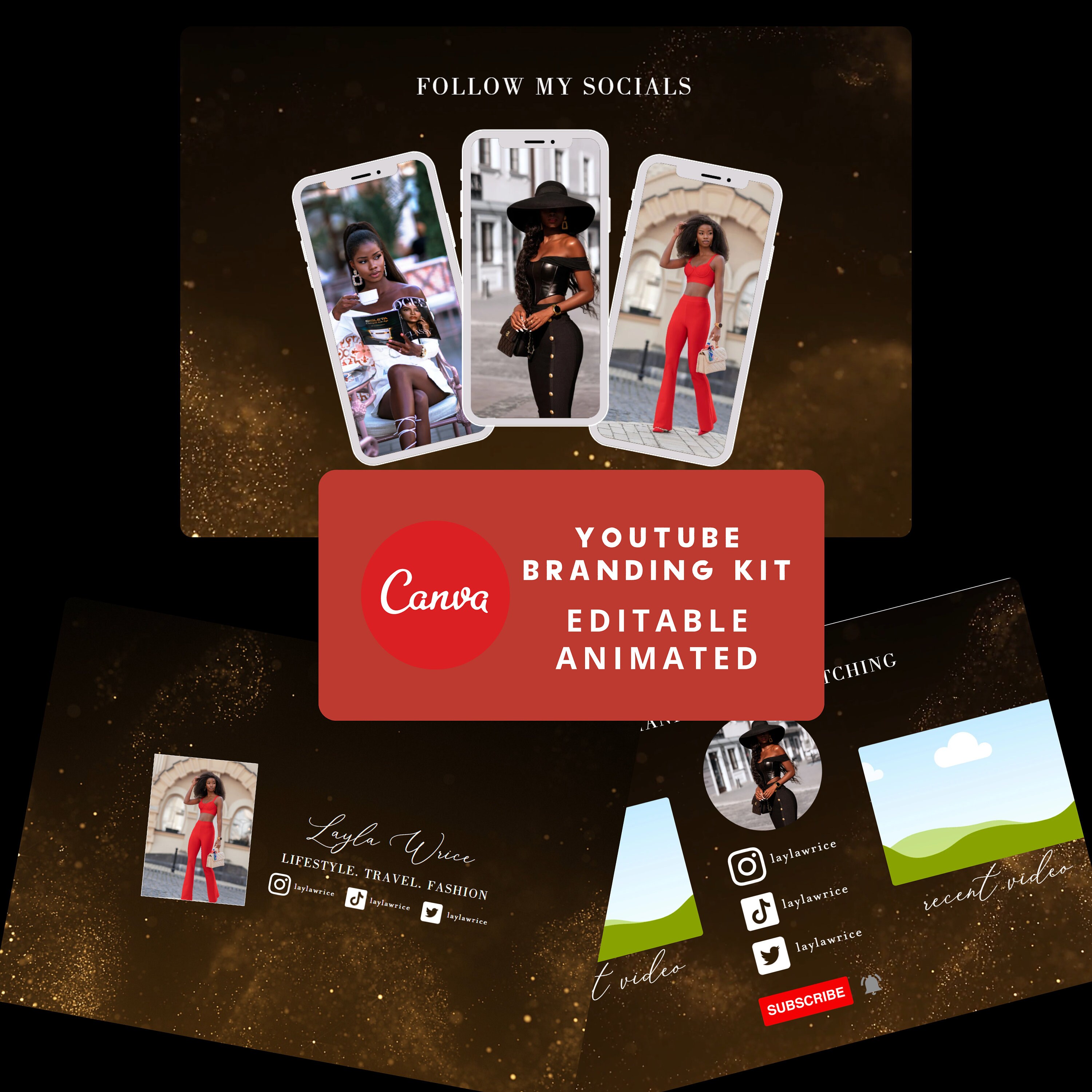 Youtube Branding Kit, Editable Banners, Intros & Outro Templates ...