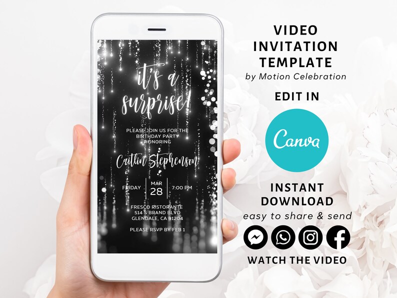 Electronic Silver Birthday Dinner Invitation, Minimal Birthday Dinner ...