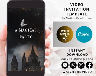 Wizard Invitation, Wizard Birthday Invite, Wizard Party Video, Magical ...