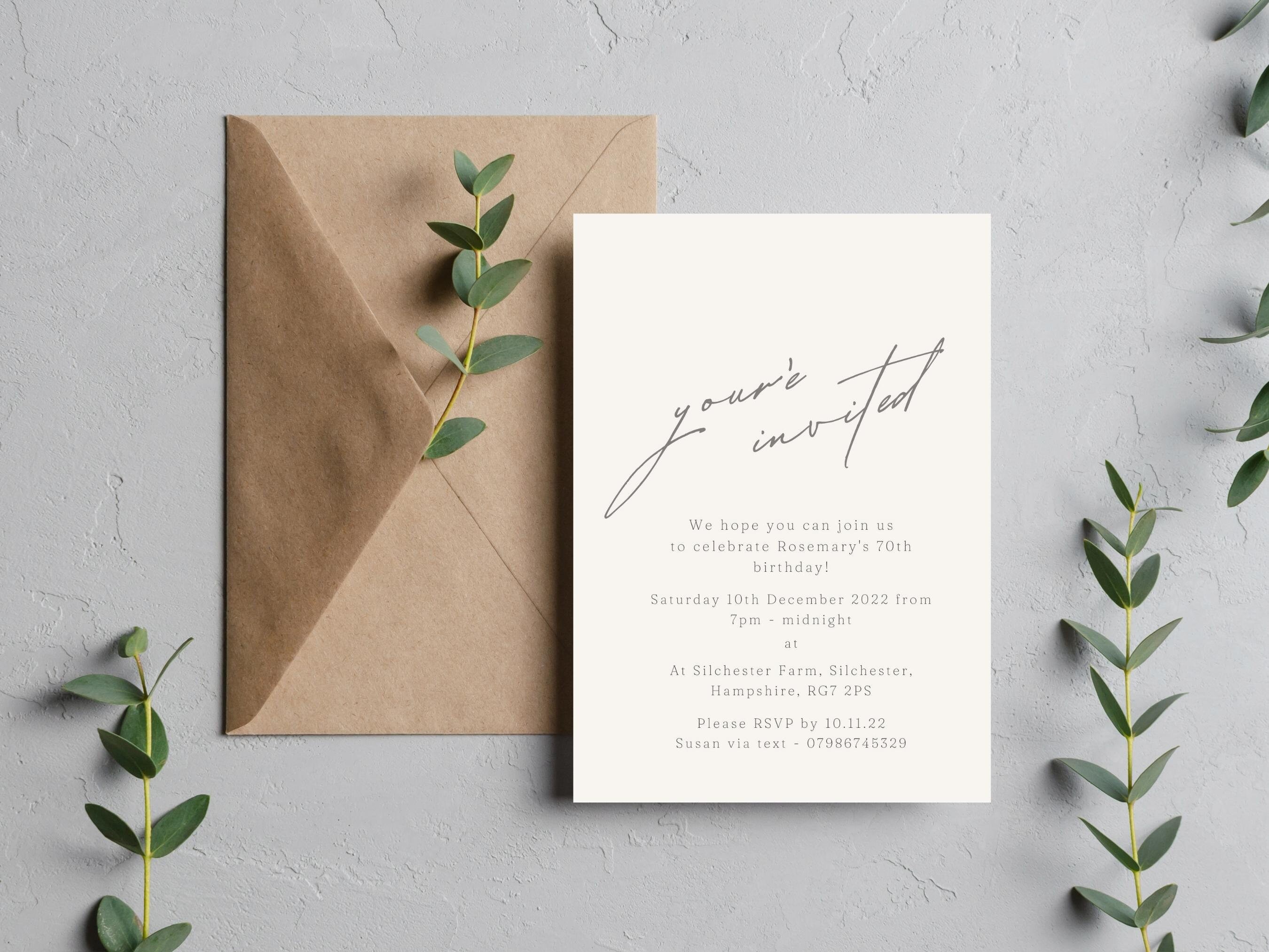 Minimalist Birthday Invitation A6 Template, Modern Party Invite ...