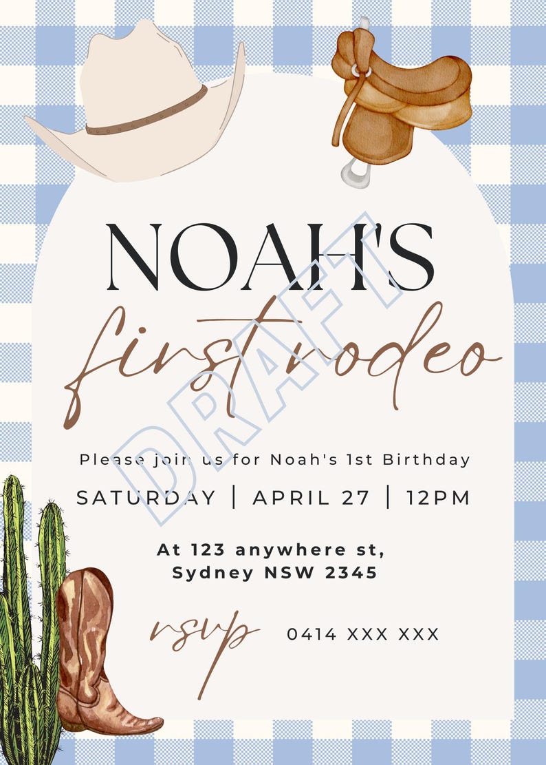 Invitación de cumpleaños para el primer rodeo - Etsy México
