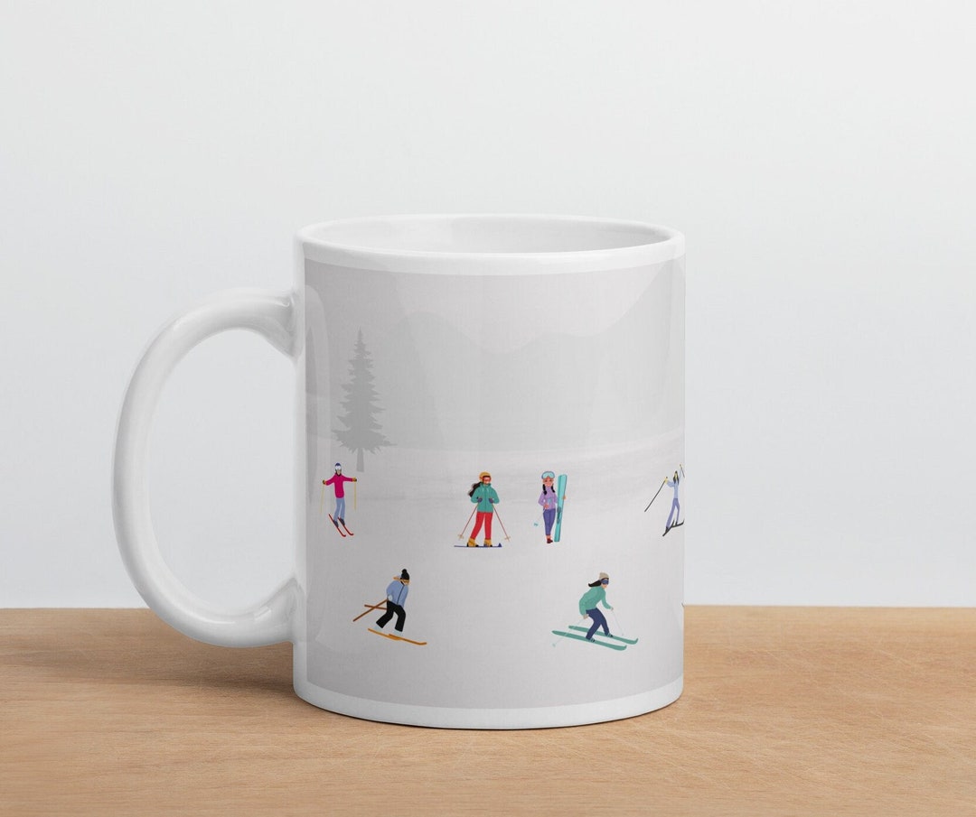 Winter Skiing Mug Abstract Winter Skiing Gift Birthday Gift Snow Skiing ...