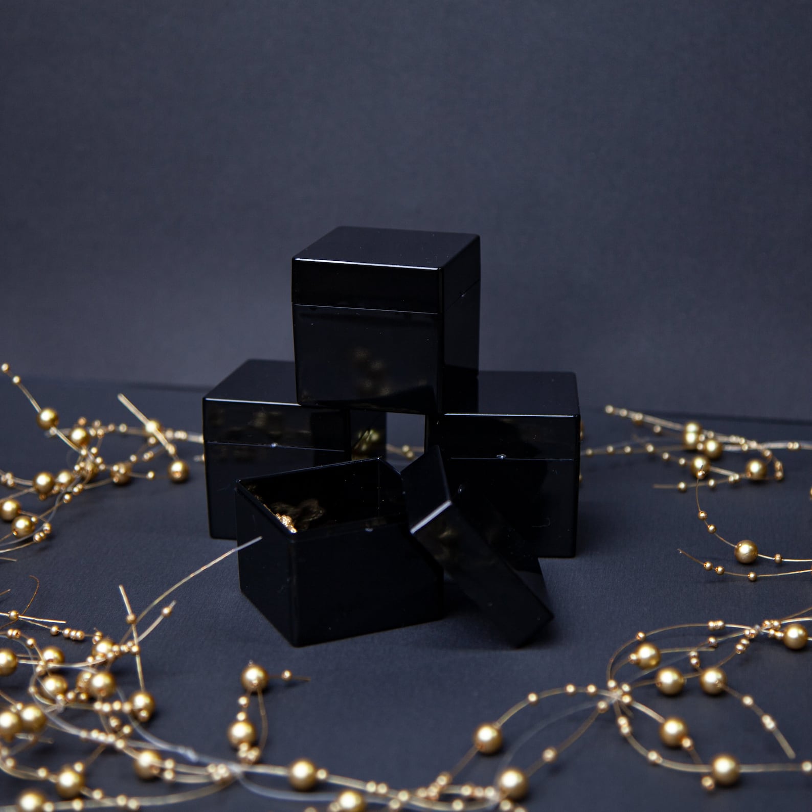 Black Acrylic Box With Lid 4x4x4 Cm, Suqare Plastic Box Acrylic Storage ...