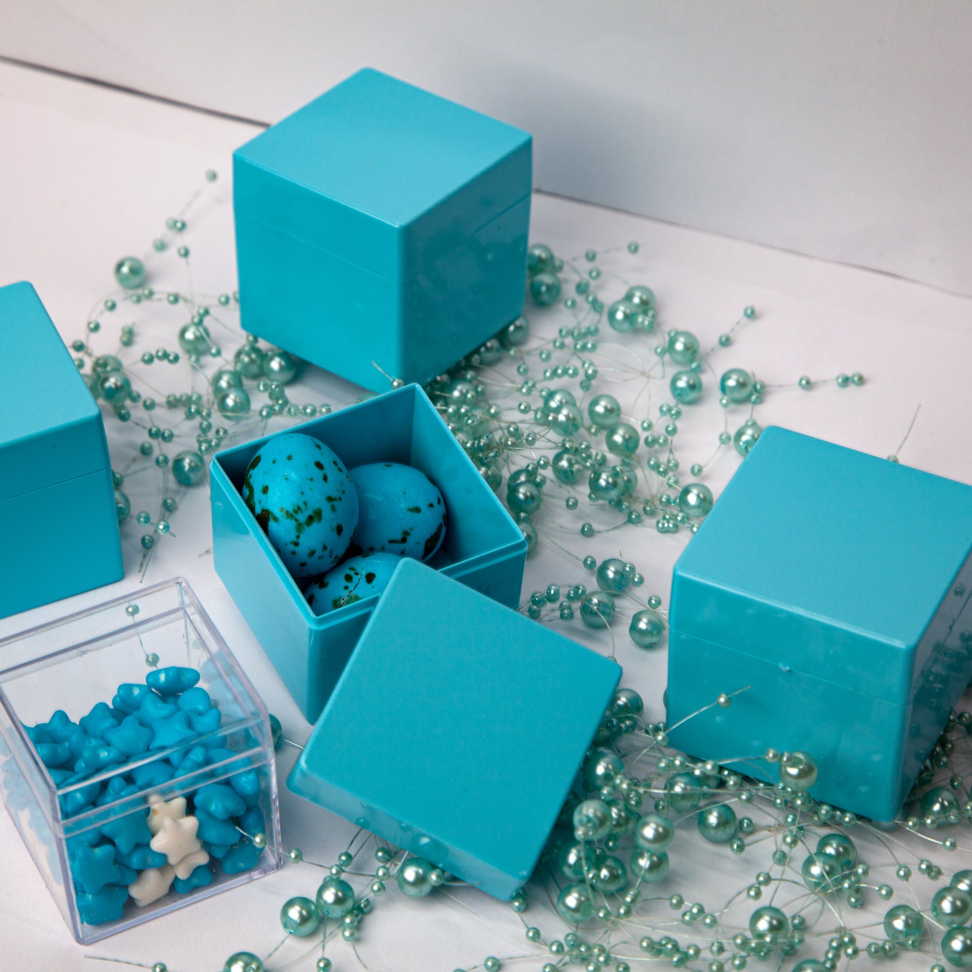 Blue Acrylic Box With Lid 4x4x4 Cm Suqare Plastic Box Acrylic Storage ...