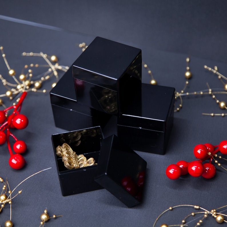 Black Acrylic Box With Lid 4x4x4 Cm, Suqare Plastic Box Acrylic Storage ...