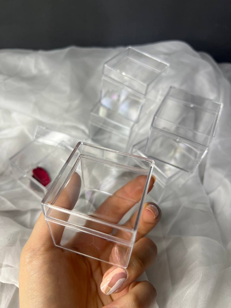 Acrylic Box With Lid 4x4x4 Cm, Suqare Plastic Box Acrylic Storage Cube ...