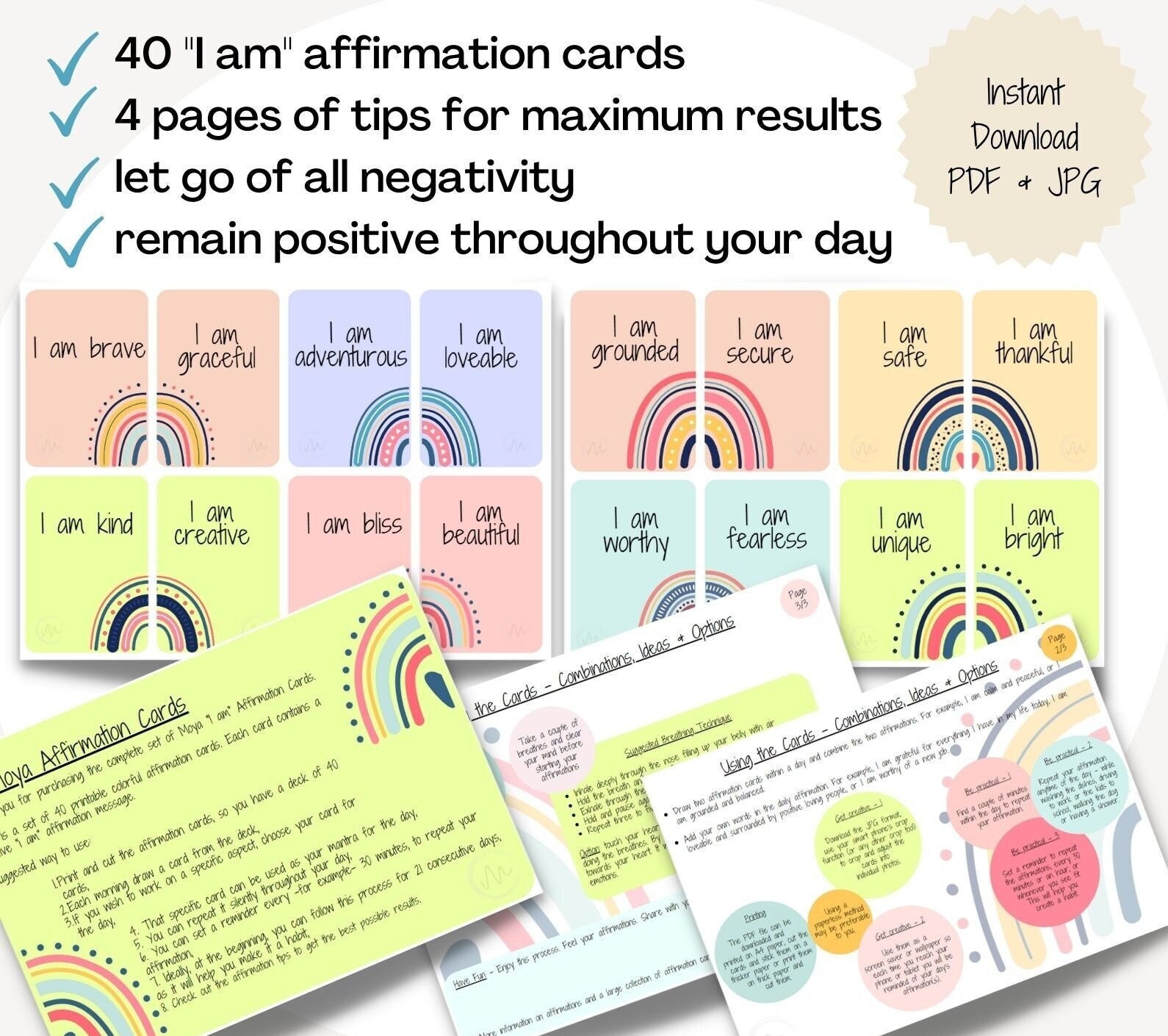 I Am Affirmation Card Complete Set - Etsy