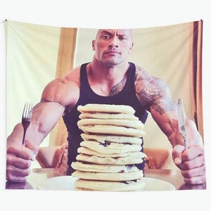 Funny Dwayne the Rock Johnson Eating Blueberry Pancakes - Etsy