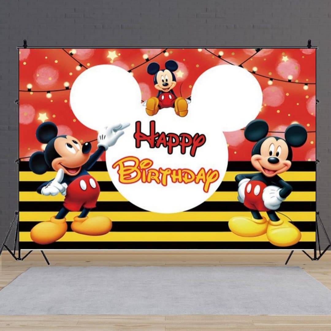 Cartoon Disney Mickey Birthday Party Photography Backdrop Custom ...