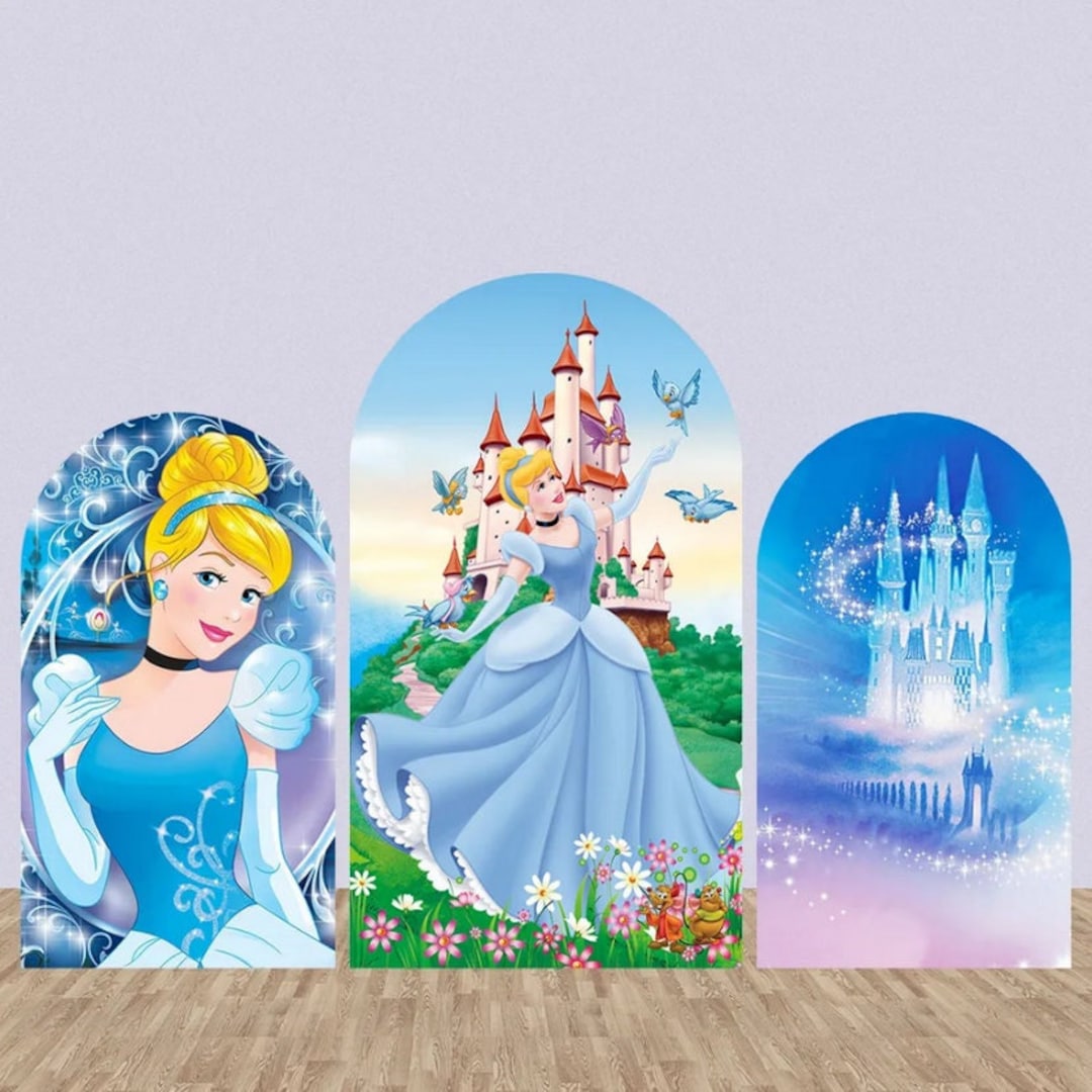 Blue Castle Blonde Princess Cinderella Arch Backdrop Cover Girls ...