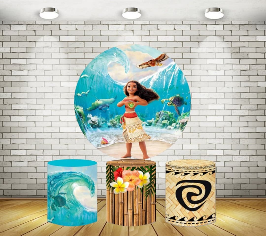 Round Shape Disney Moana Party Backdrops Birthday Decorations Custom ...