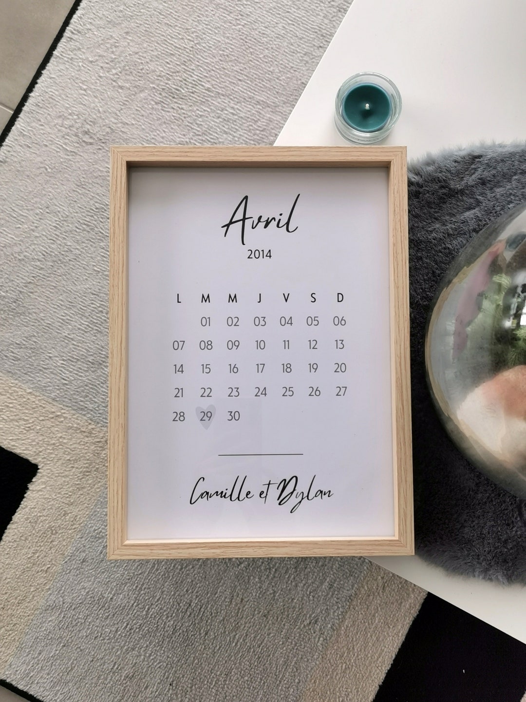 Personalized Couple Poster With Date / Calendar - Wall Decoration ...