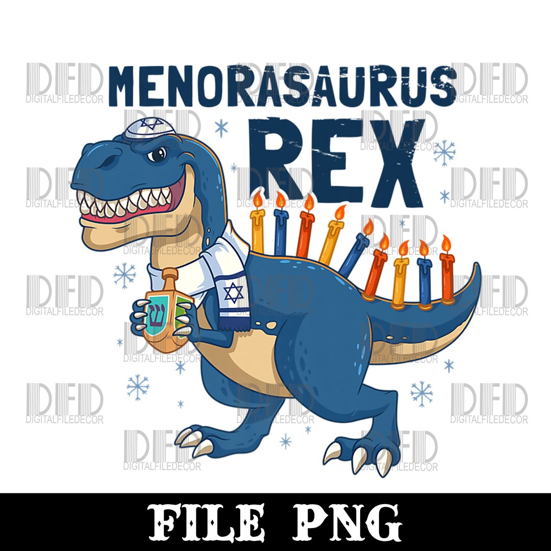 Hanukkah T-rex Png Menorasaurus Rex Dinosaur Funny Menora Pun Png ...