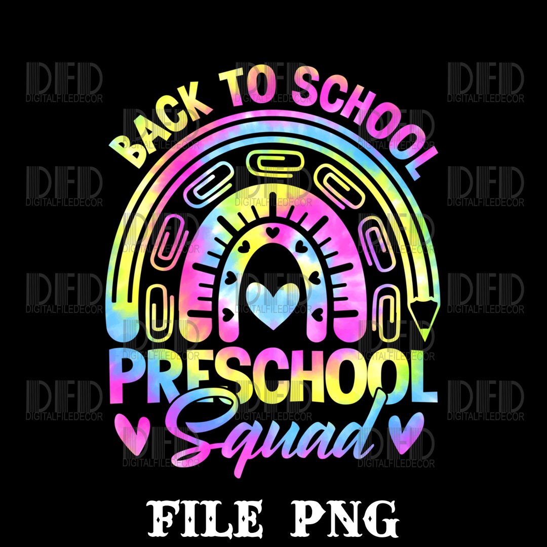 Preschool Squad Rainbow Back to School Teacher Girls Boys Png - Etsy