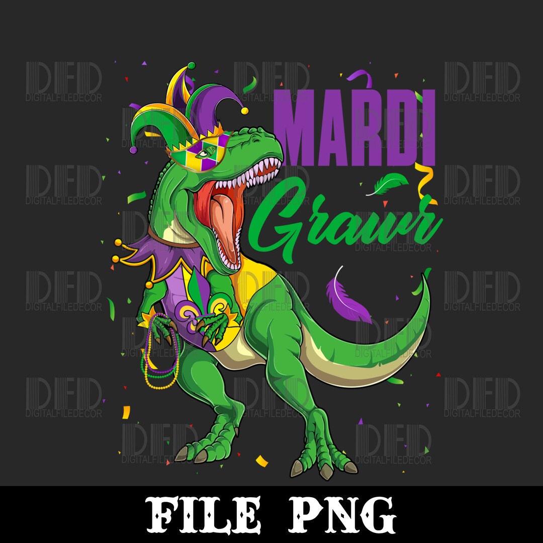 Mardi Grawr Jester T Rex Mardi Gras Fat Tuesday Parade Boys Png Digital ...