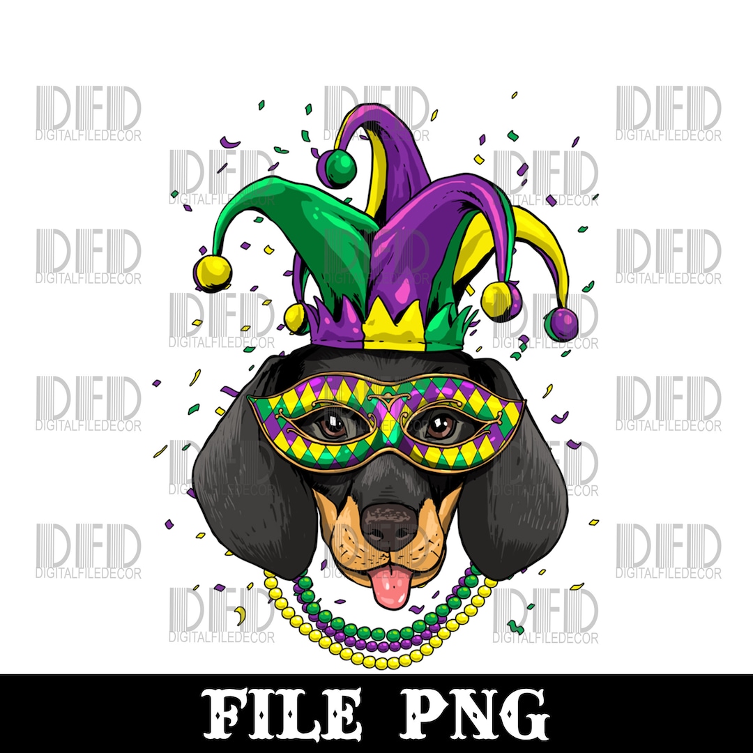 Mardi Gras Dog Carnival Dachshund Jester Weenie Dog Lover Png Digital ...