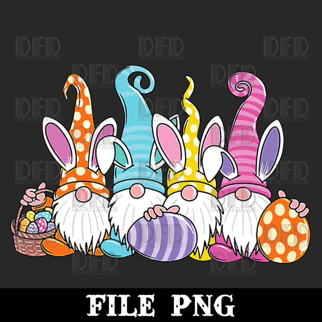 Easter Bunny Spring Gnome Easter Egg Hunting and Basket Gift Png ...