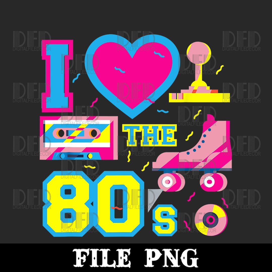 I Love Heart the 80's Png Retro Vintage Vaporwave Colors Png Digital ...