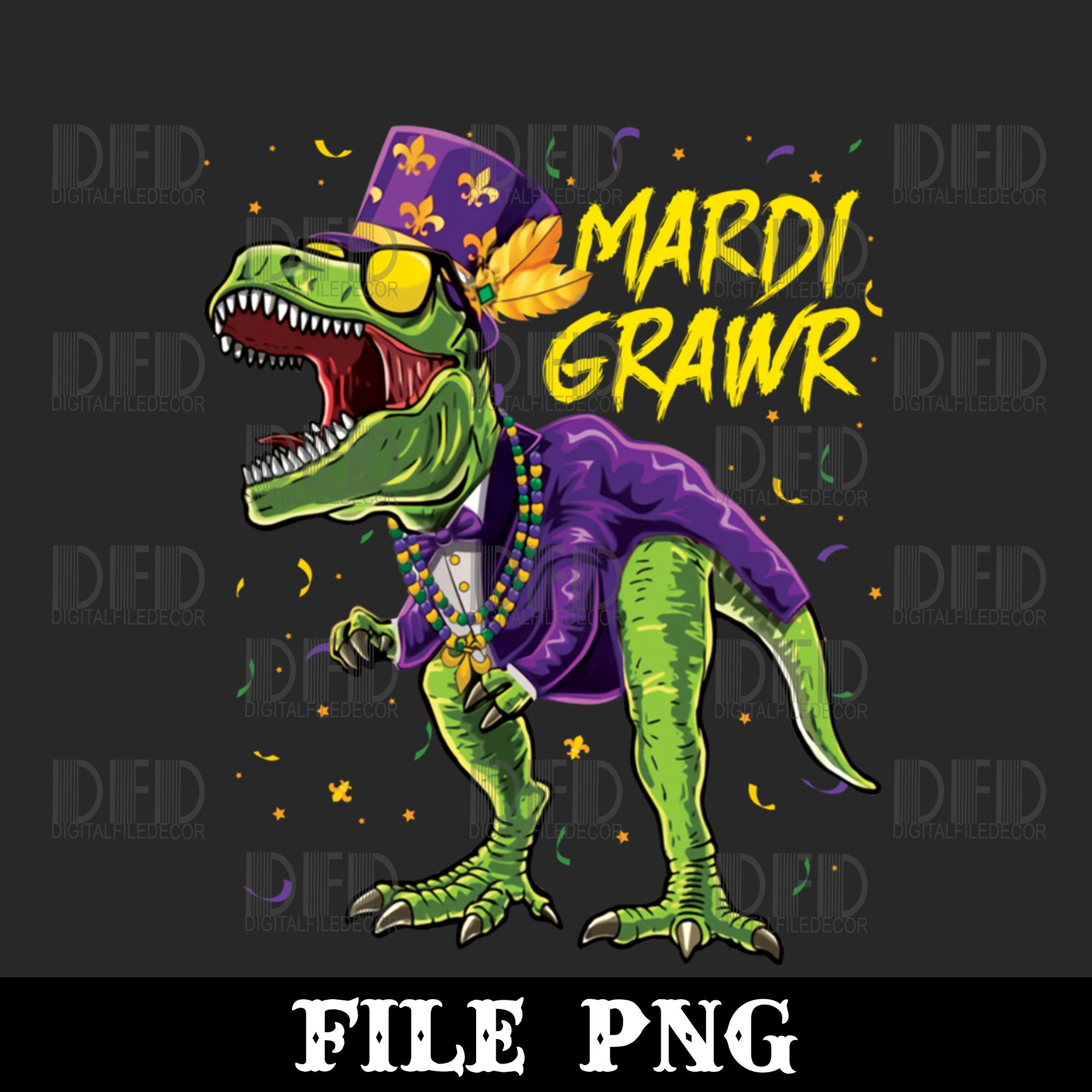 Mardi Grawr T-rex Dinosaur Dino Mardi Gras Kids Boys Png Digital ...