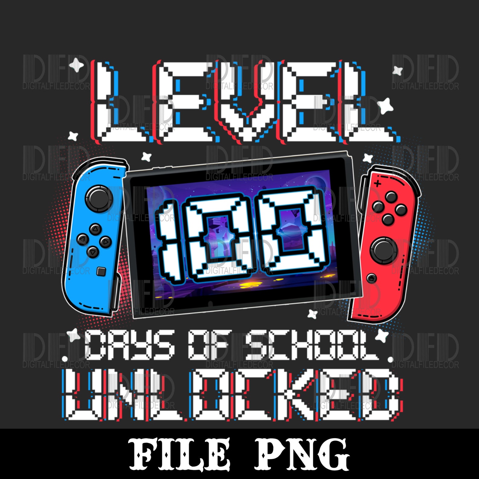 Level 100 Days of School Unlocked Gamer Video Games Gaming Png Digital ...