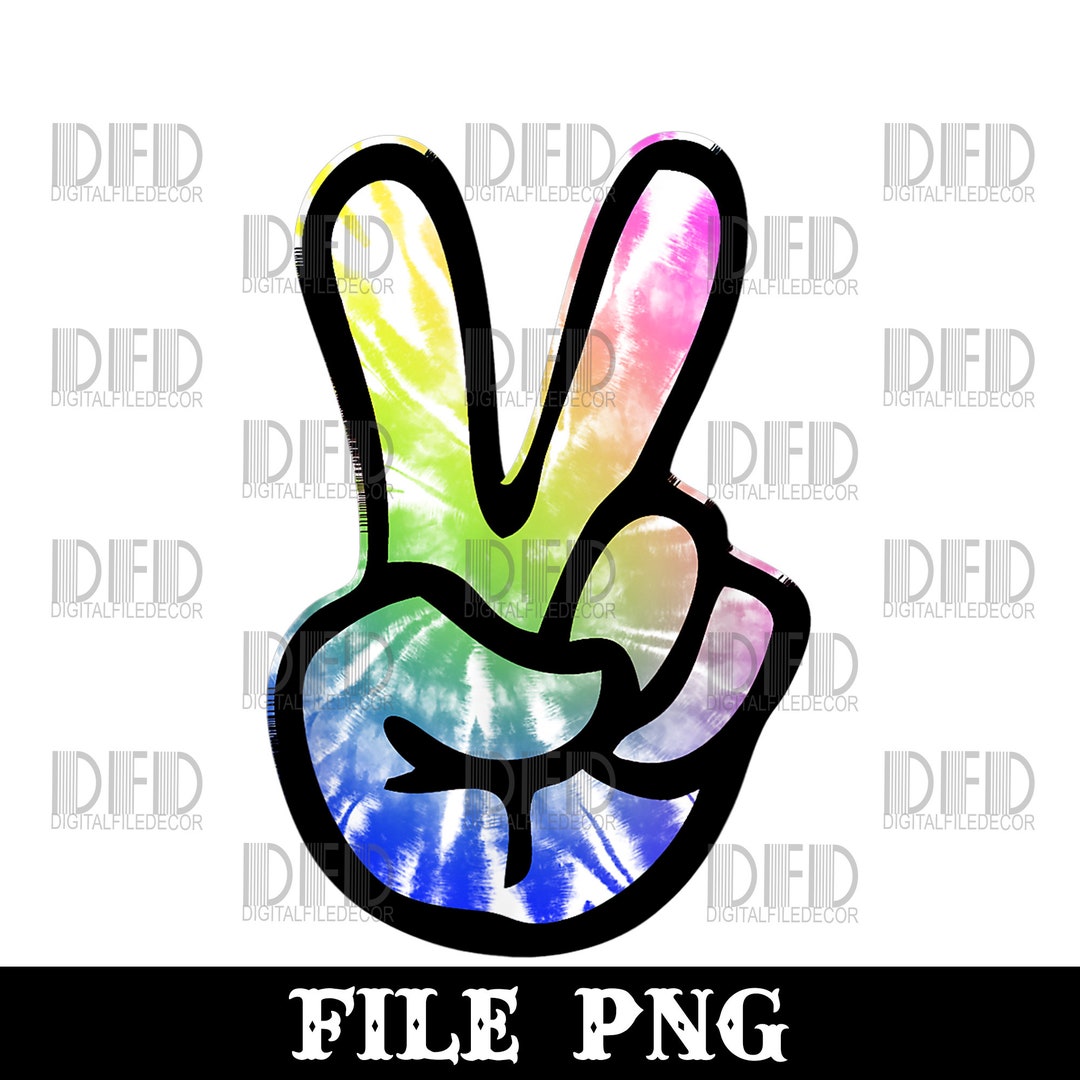60s 70s Tie Dye Peace Hand Sign Png Hippie Png Digital Download - Etsy