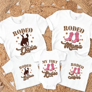 Cowgirl Birthday Family Shirt, My First Rodeo Family Matching Shirt ...