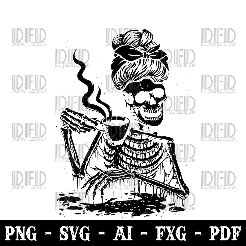 Coffee Drinking Skeleton Lazy DIY Svg Png Halloween Costume Women Svg ...