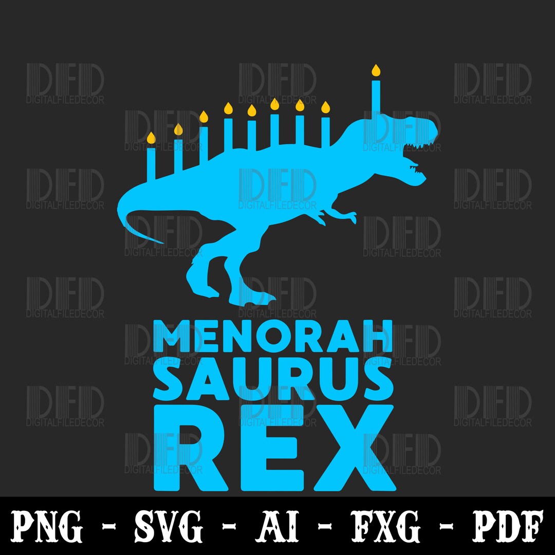 Hanukkah Svg Png Dinosaur Tyrannosaurus Rex Menorah Svg Png, Hanukkah ...