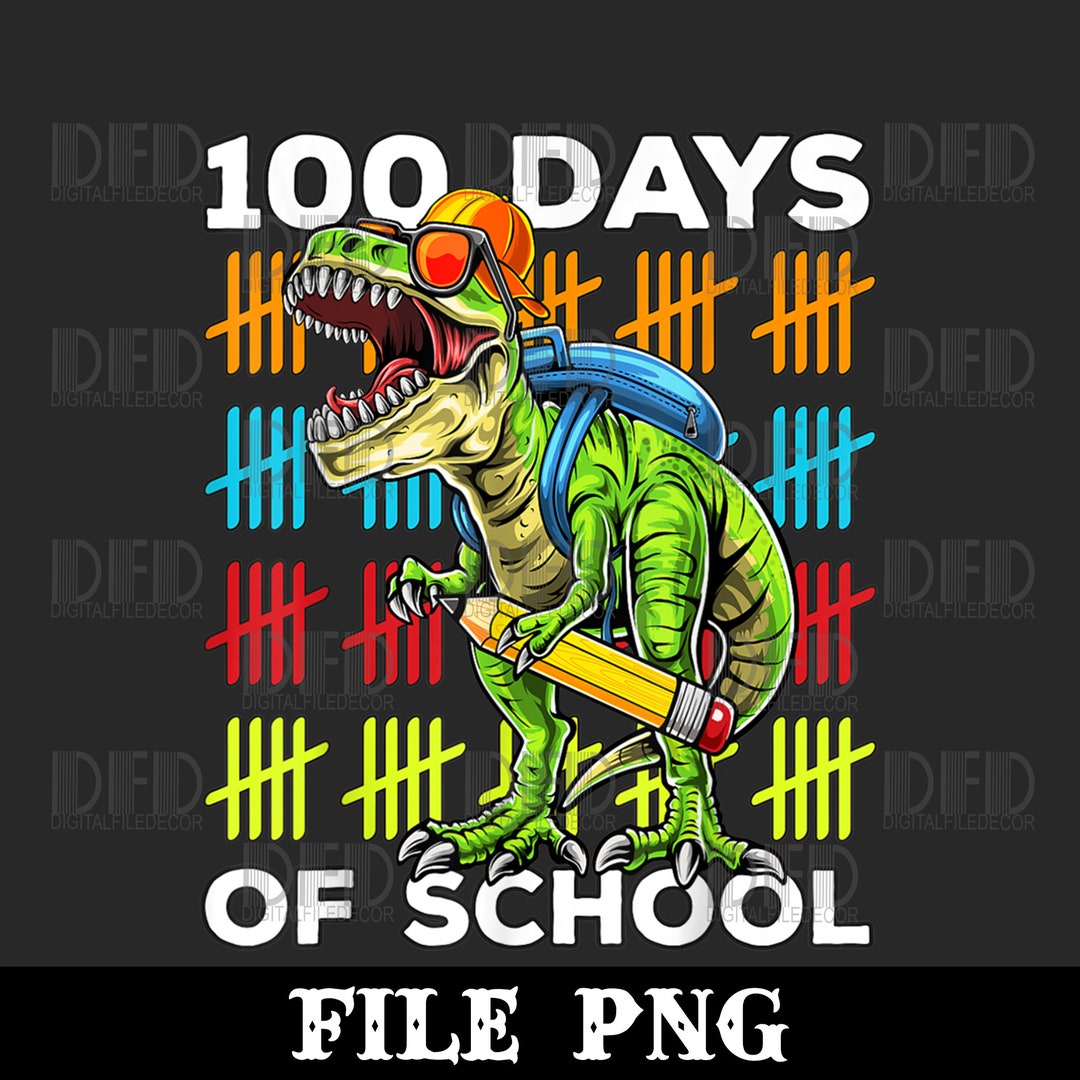 100 Days Smarter Happy 100th Day of School Dinosaur Kids Boy Png ...