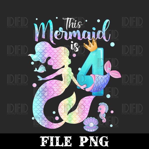4th Birthday Mermaid Png - Etsy