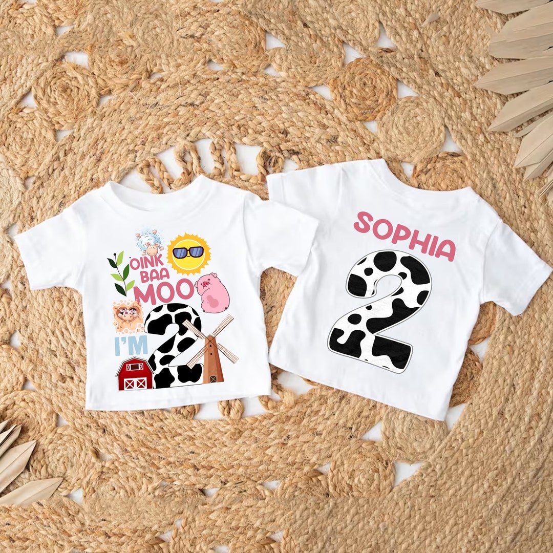 Oink Bah Moo I'm Two Shirt | Farm Birthday Shirt | Barn Animal Birthday ...