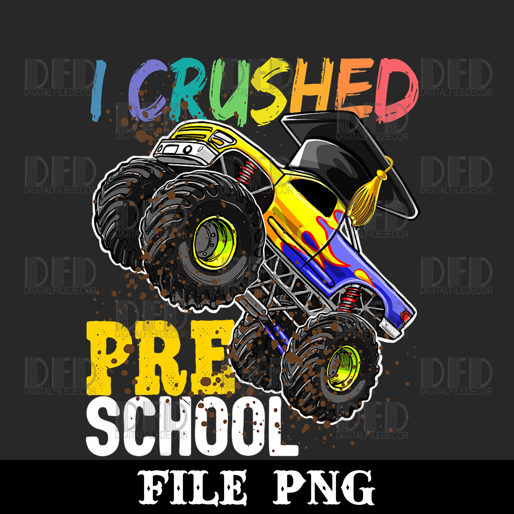 I Crushed Preschool Monster Truck Graduation Cap Gift Boys Png - Etsy