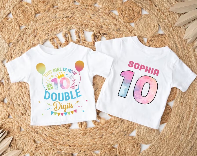 10th Birthday Shirt, Double Digit Girls Birthday, Double Digits ...