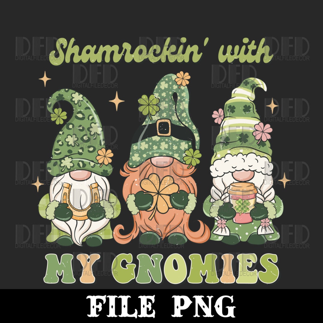 Shamrockin' With My Gnomies Retro Groovy St Patrick's Day Png Digital ...