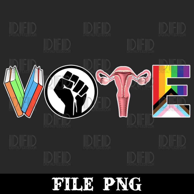 Vote - Books, Fist, Ovaries, LGTBQ Png Digital Download - Etsy