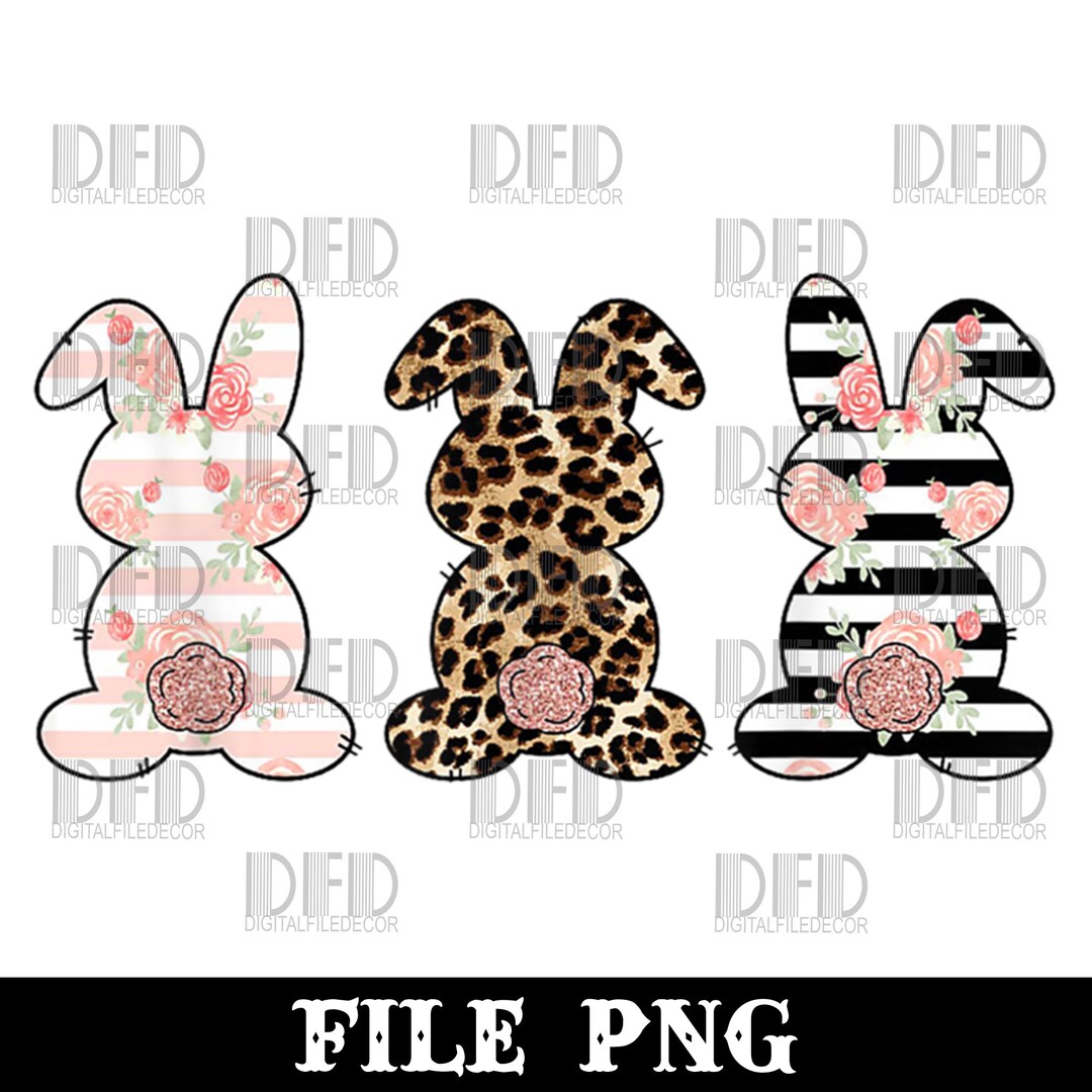 Leopard Easter Bunny Rabbit Trio Cute Easter Png Digital Download - Etsy