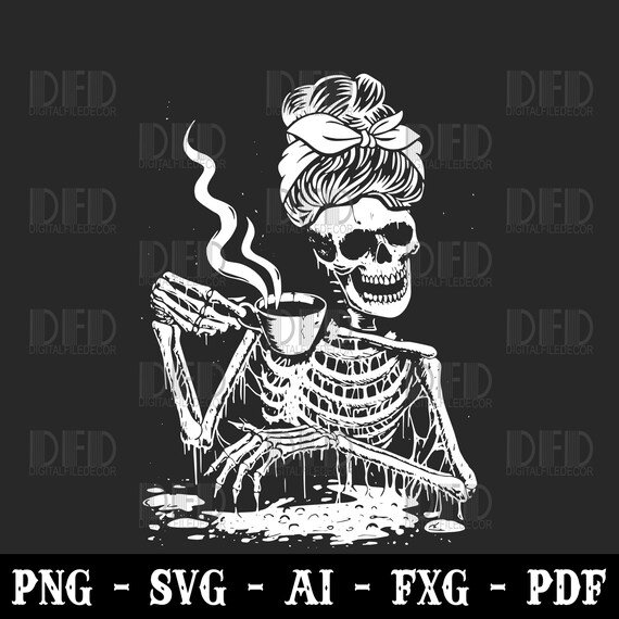 Coffee Drinking Skeleton Lazy DIY Svg Png Halloween Costume - Etsy