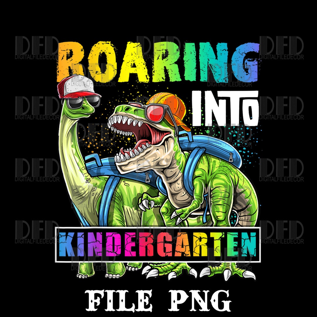 Roaring Kindergarten Dinosaur Backpack Back to School Boys Png Digital ...