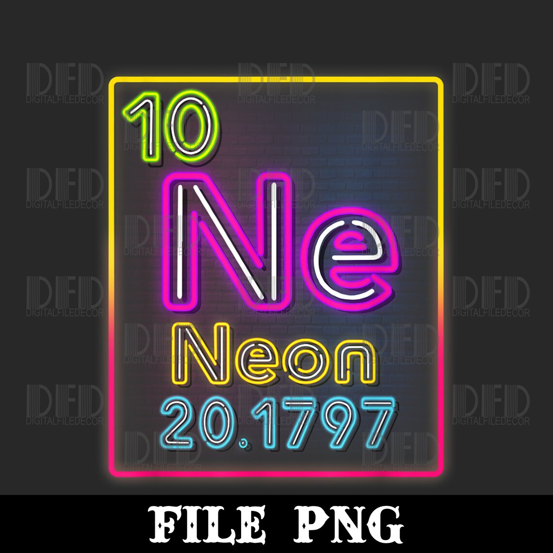 Elemento de neón de la tabla periódica de química para científicos Png ...