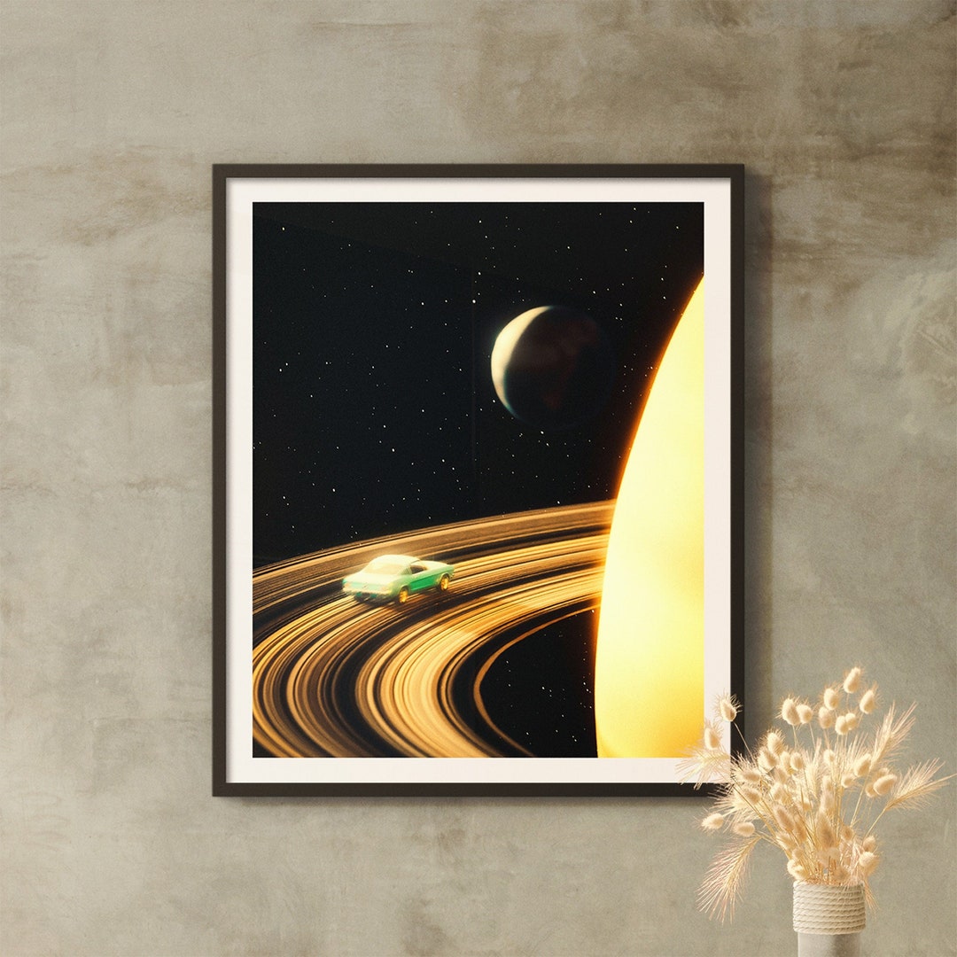 Saturn Road Trip | Space Art | Retro Art | Futuristic Collage | Cosmic ...