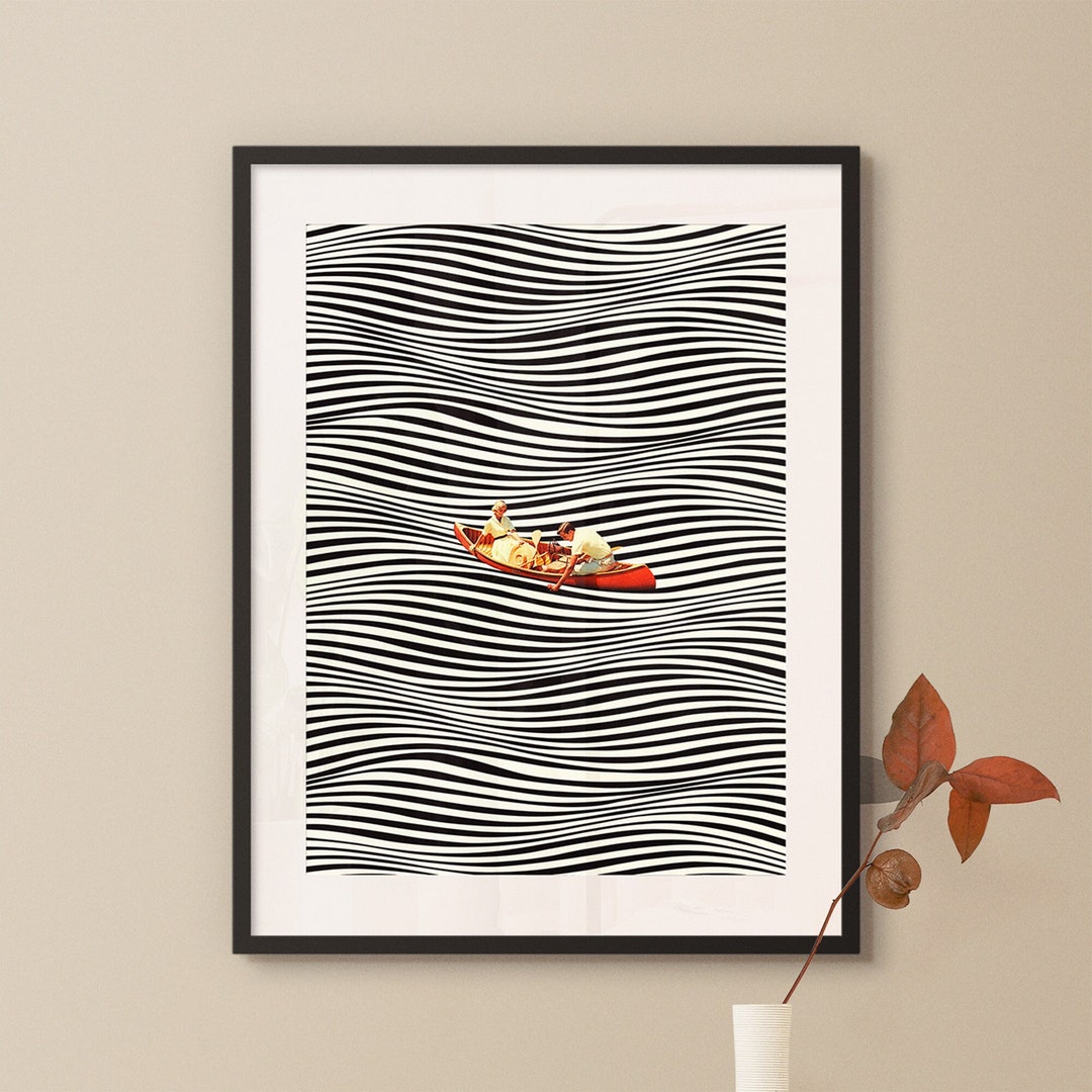 Trippy Boat Ride Art Print: Retro Surreal Optical Illusion Poster - Etsy