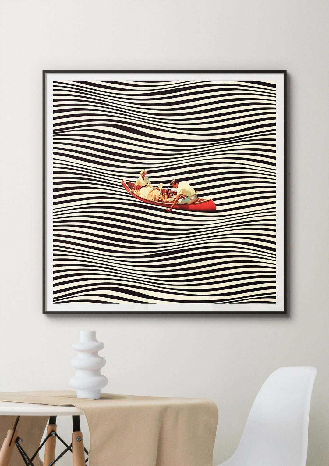 Optical Illusion Art Print: Vintage Boat Trip Collage - Etsy