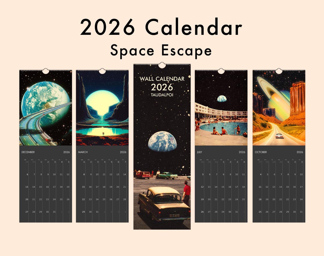 2026 Wall Calendar: Space Escape - Retro-futuristic Space Collage Art ...