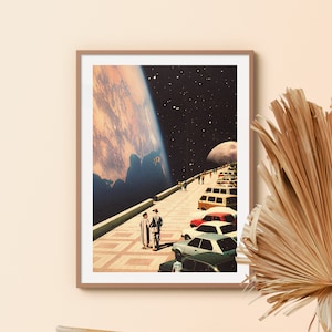Space Promenade | Futuristic Space Wall Art, Vintage Sci-fi Art Print ...