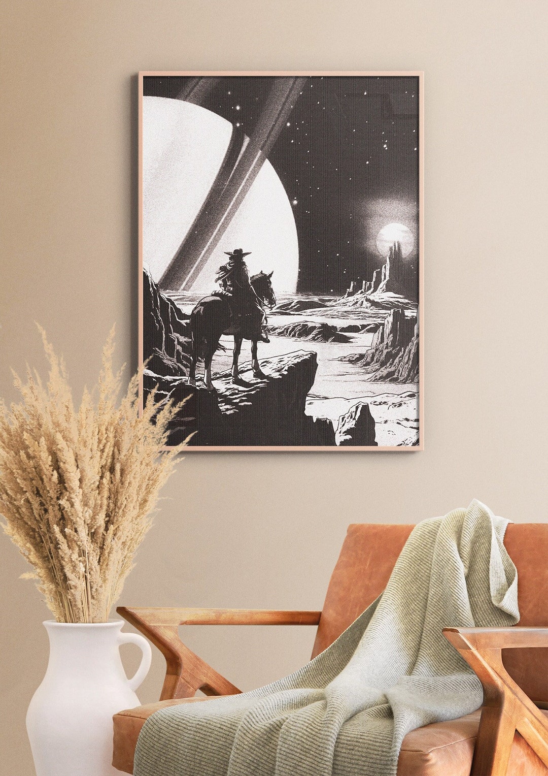 Cosmic Cowboy Art Print: Retro Futurism Western (digital Download) - Etsy