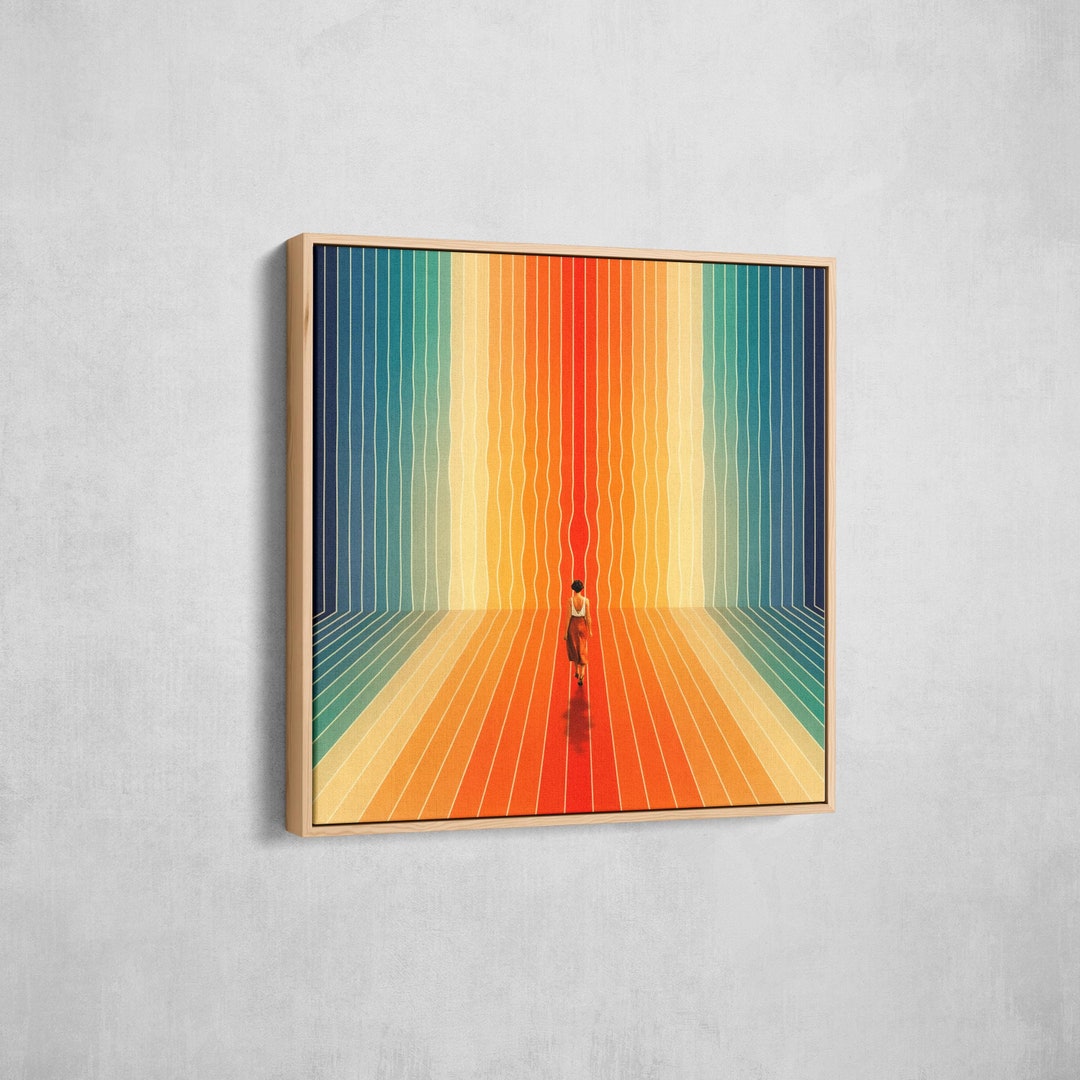 Here I Come - Retro 70s Surrealist Canvas Art, Colorful Opart Artwork ...