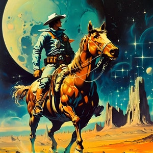 The Space Cowboy - Retro Futurism | Vintage Western | Cosmic Sci-fi Art ...