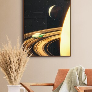 Saturn Road Trip Space Art Retro Art Futuristic Collage Cosmic Design ...