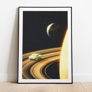 Saturn Road Trip | Space Art | Retro Art | Futuristic Collage | Cosmic ...